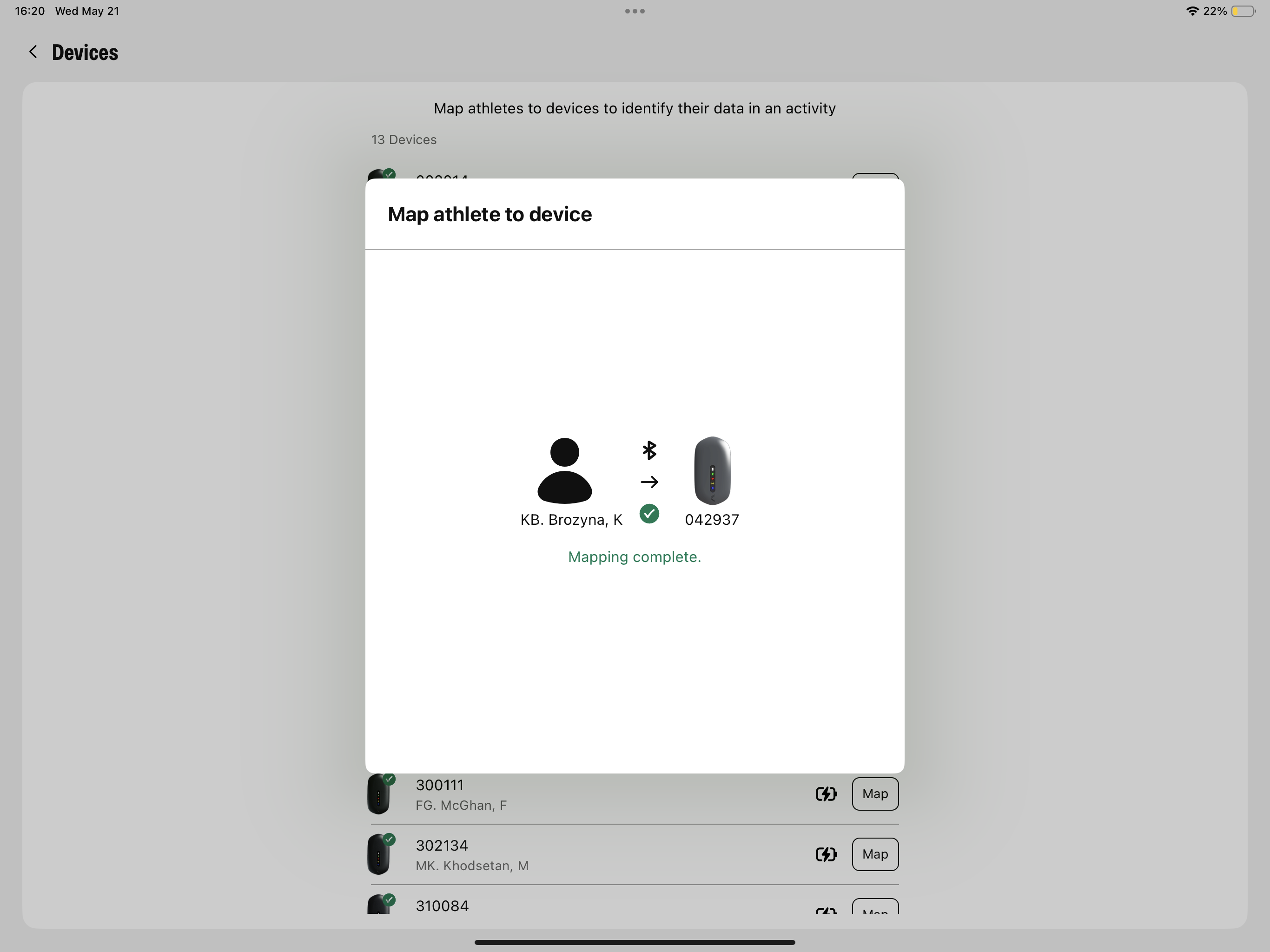 Mapping Devices to Athletes (Vector 7) – Catapult Support
