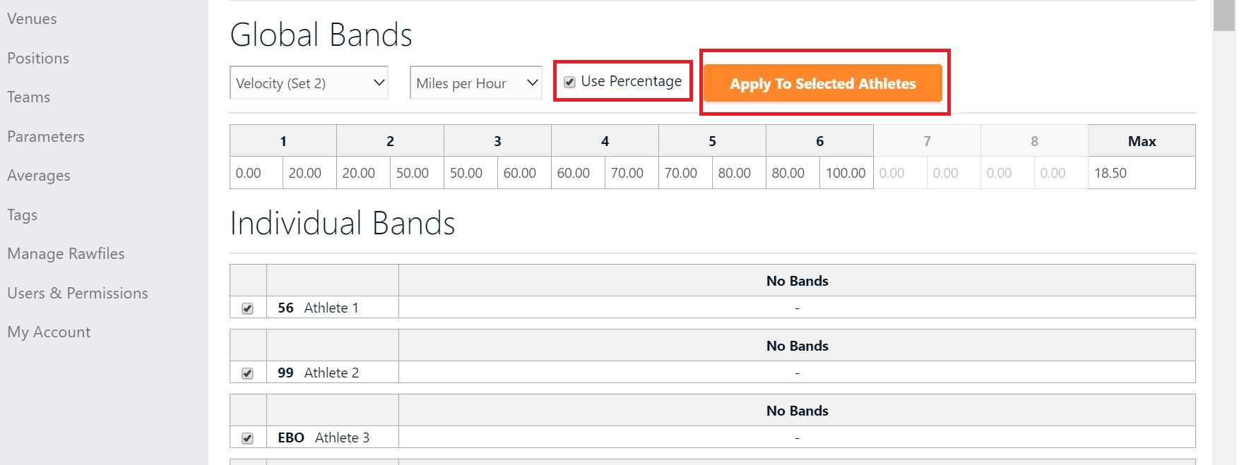 How to Set Absolute and Relative Velocity Bands – Catapult Support