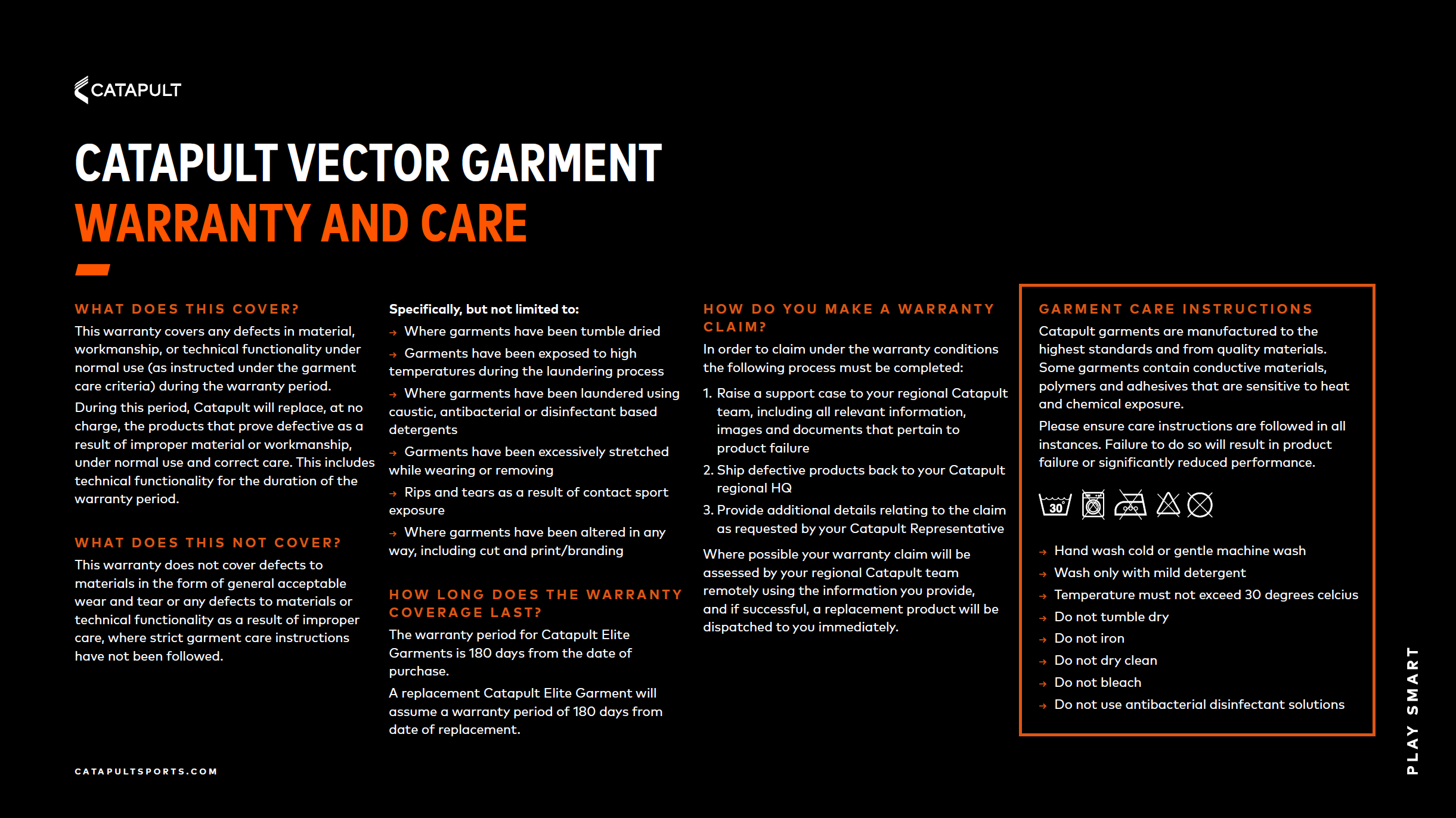 Vector Garment Warranty – Catapult Support