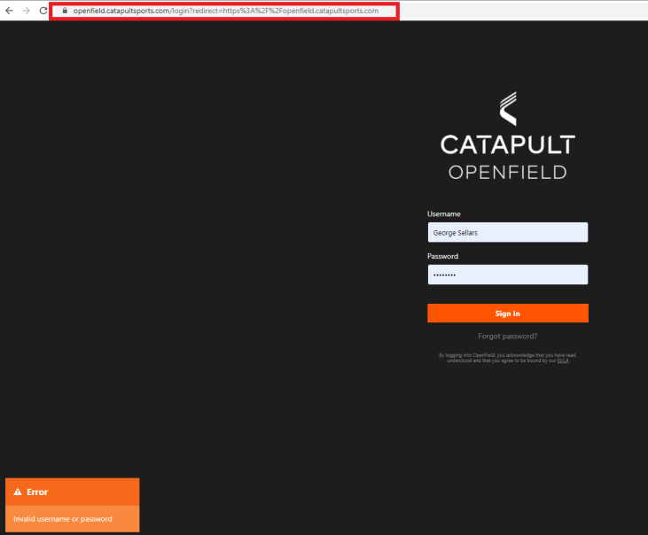 Invalid Username when Logging Into the OpenField Cloud – Catapult Support