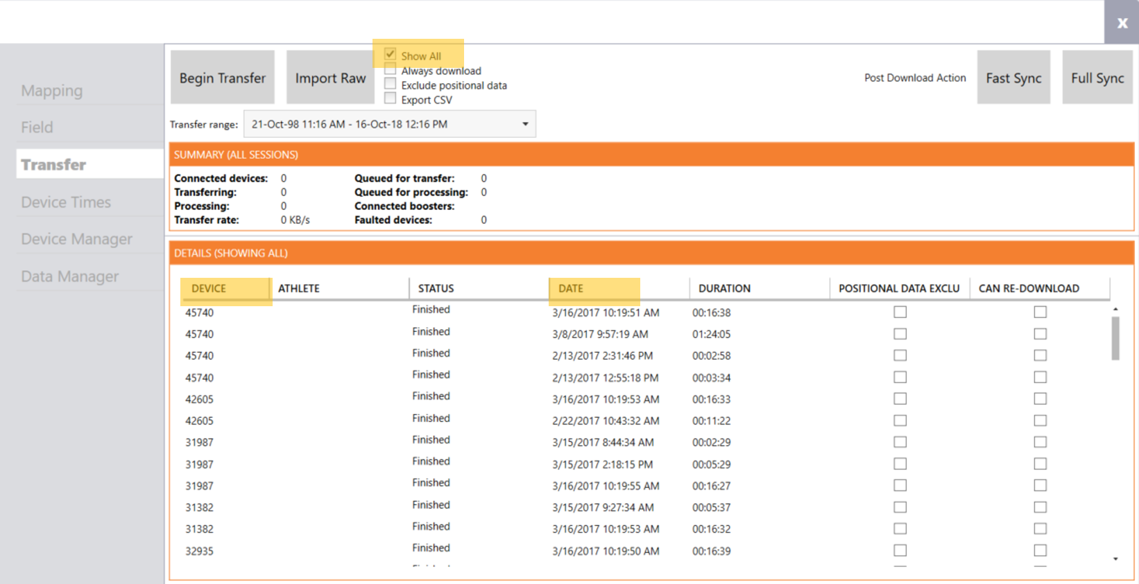 No Data Appearing Post Download – Catapult Support