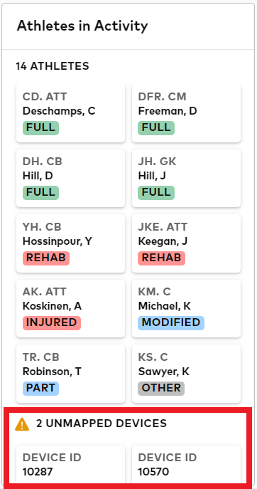 Assigning Devices to Athletes for a Specific Activity – Catapult Support